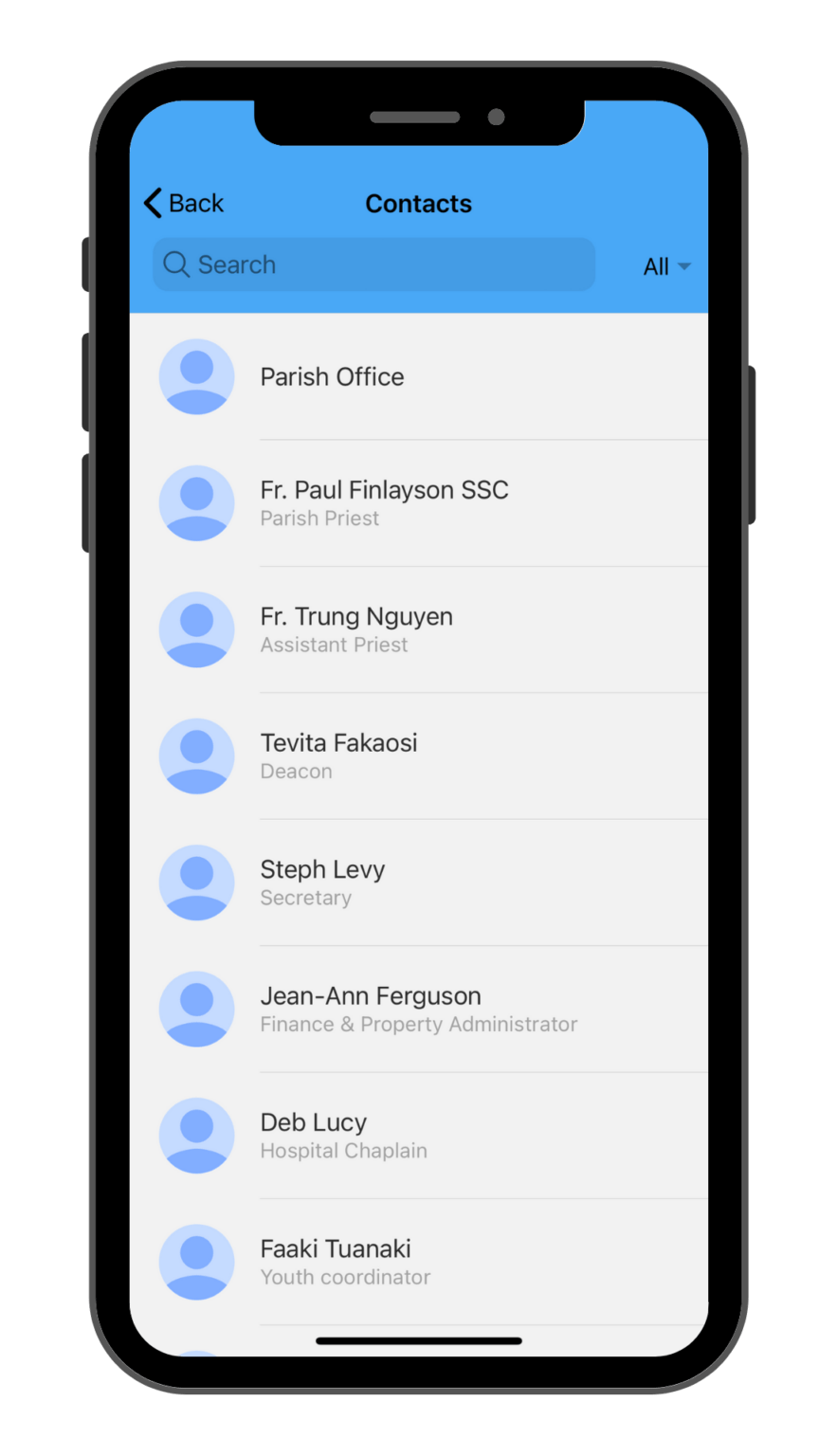 Contacts Directory | App Features | Church Apps by Snapp Mobile